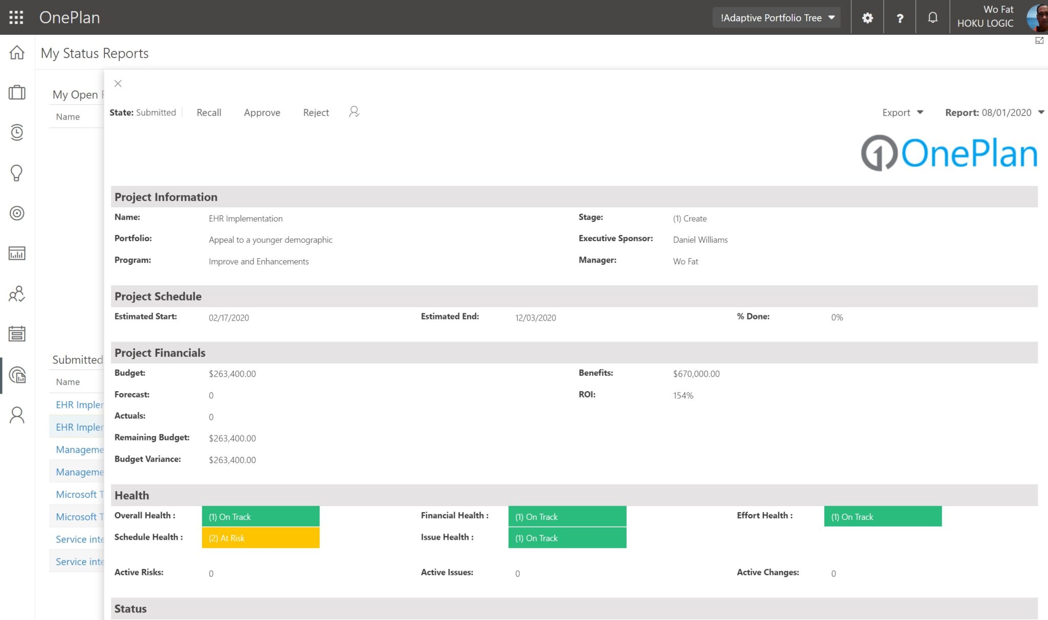 Automated Status Reporting Software